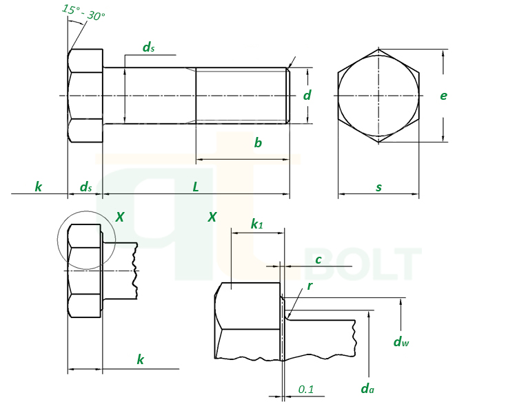 Tiêu Chuẩn Kích Thước Bulong DIN 931 - Bulong Quang Thái
